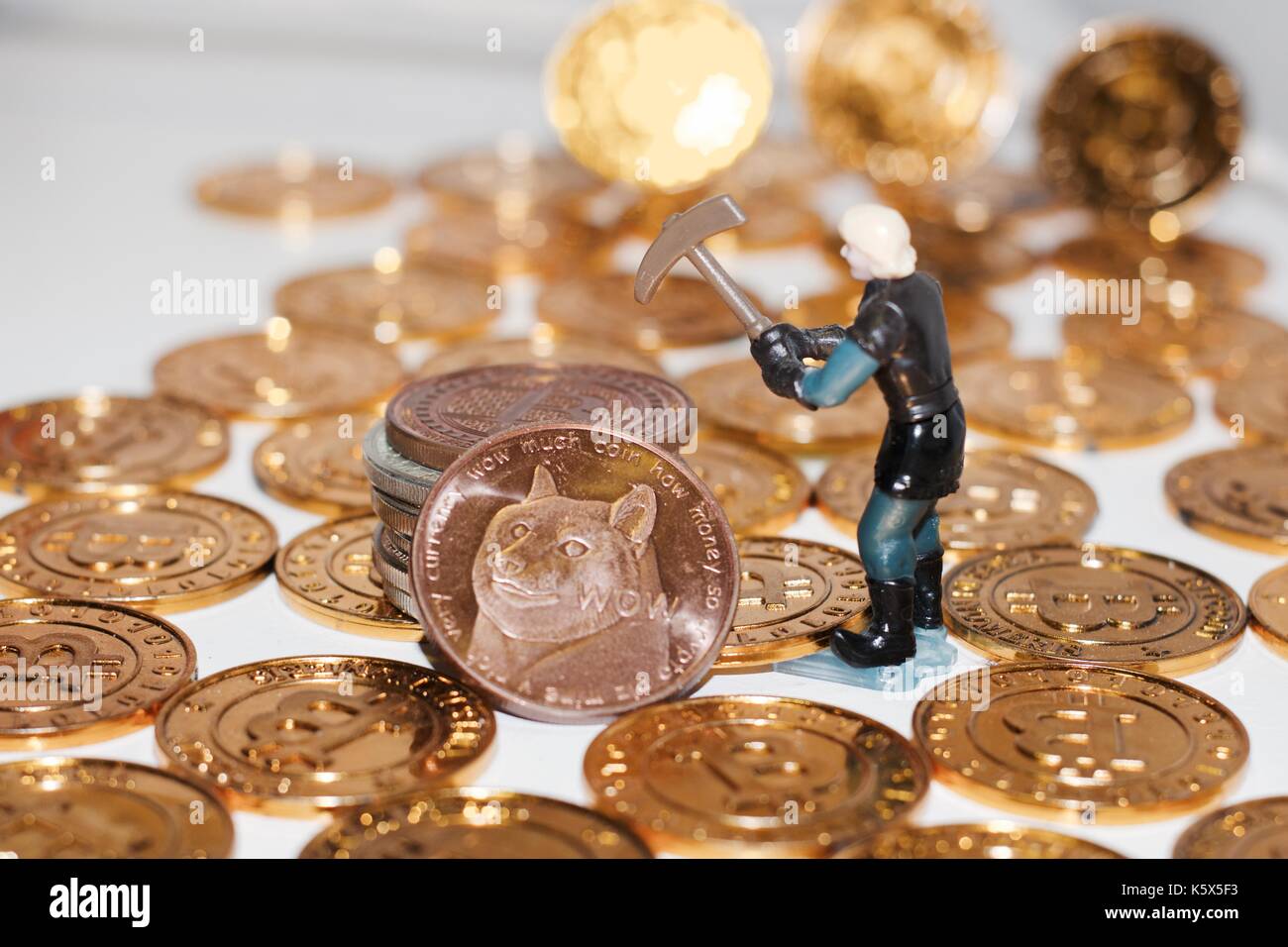 Digital currency physical metal brass dogecoin coin. Cryptocurrency ...