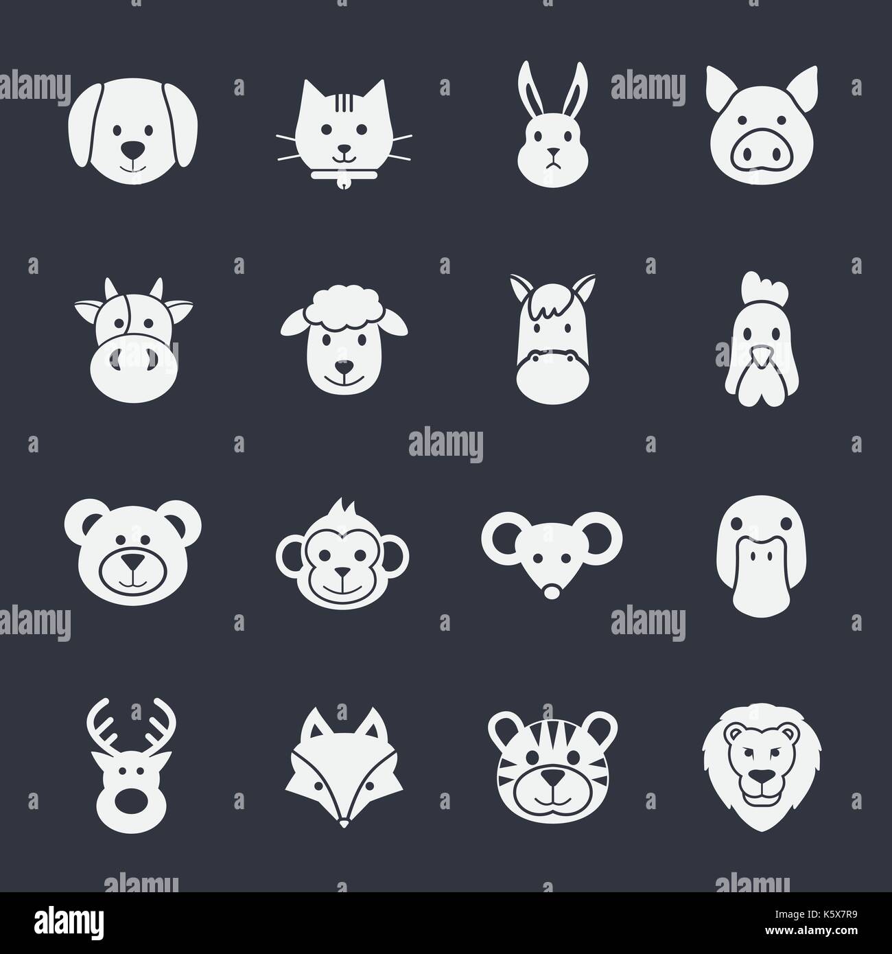 animal face set Stock Vector Image & Art - Alamy