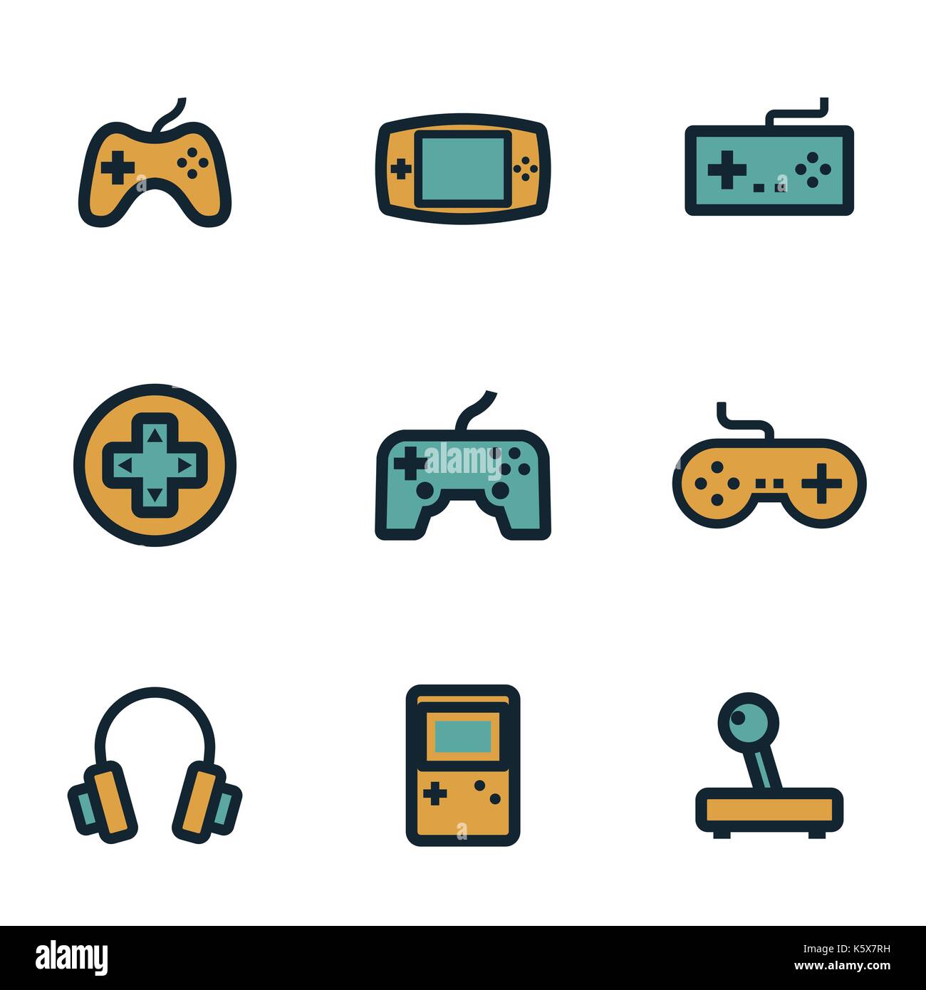 Vector flat video game icons set on white background Stock Vector Image ...