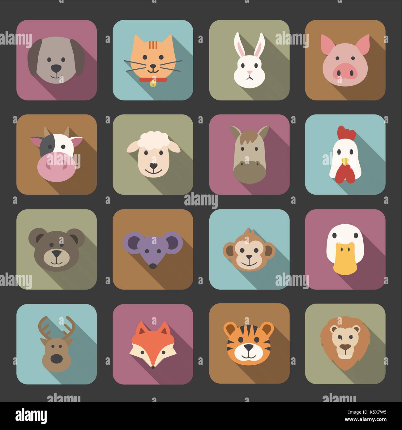 animal face set Stock Vector Image & Art - Alamy