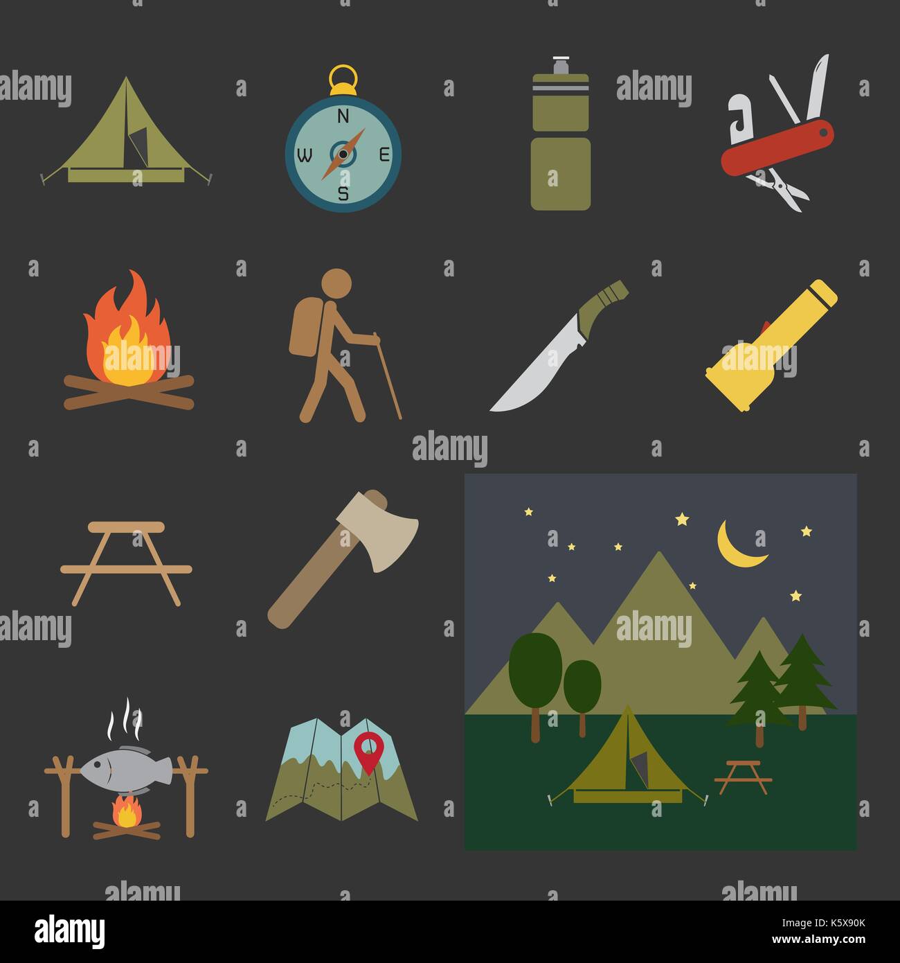 camping equipment icon Stock Vector Image & Art - Alamy