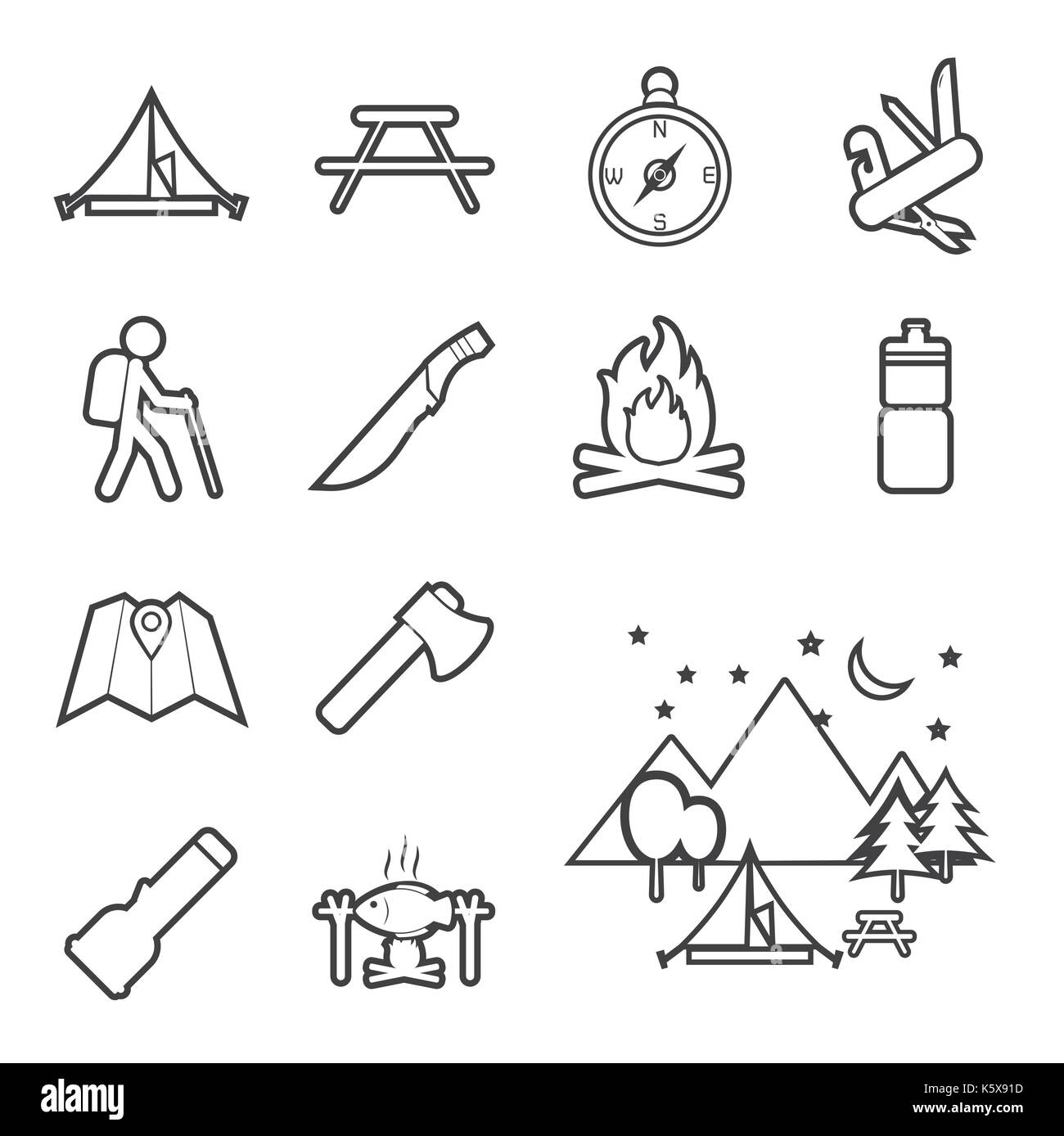 Camping equipment Black and White Stock Photos & Images - Alamy