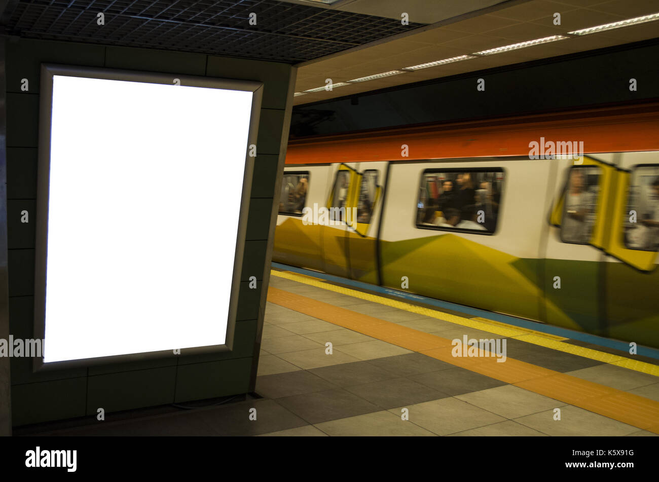 Blank billboard in subway station Stock Photo - Alamy