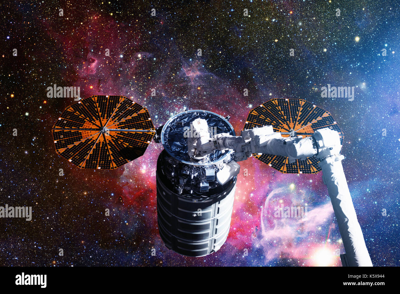 The Cygnus spacecraft in open space. Elements of this image furnished ...