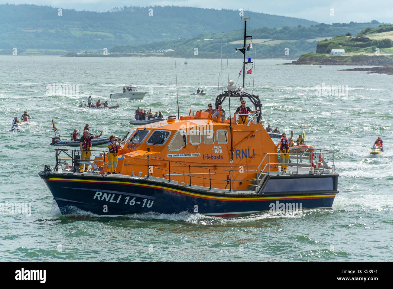 Moelfre lifeboat at sea on view at the Moelfre Lifeboat Day 2017 event ...