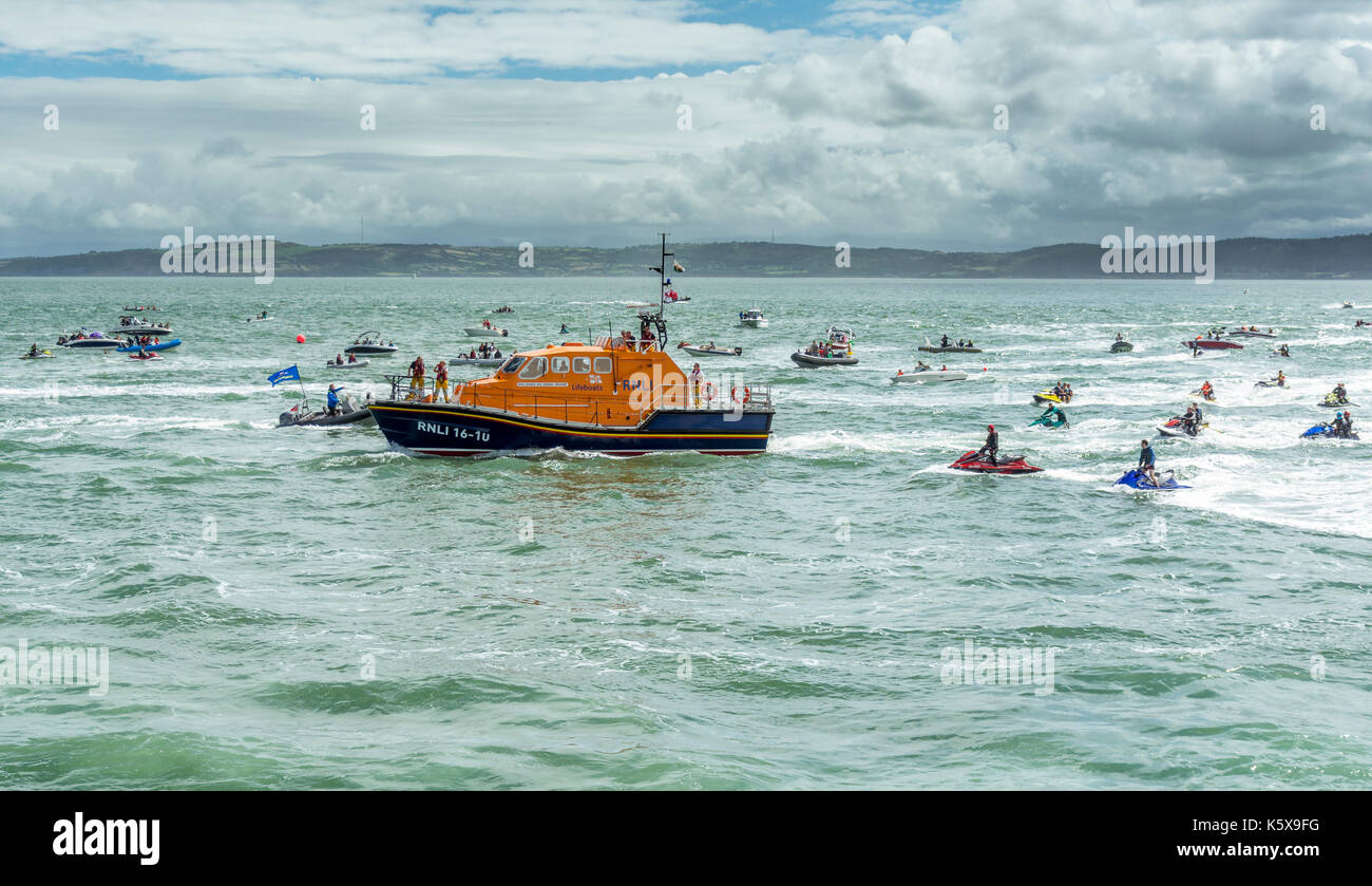 Moelfre lifeboat at sea on view at the Moelfre Lifeboat Day 2017 event ...