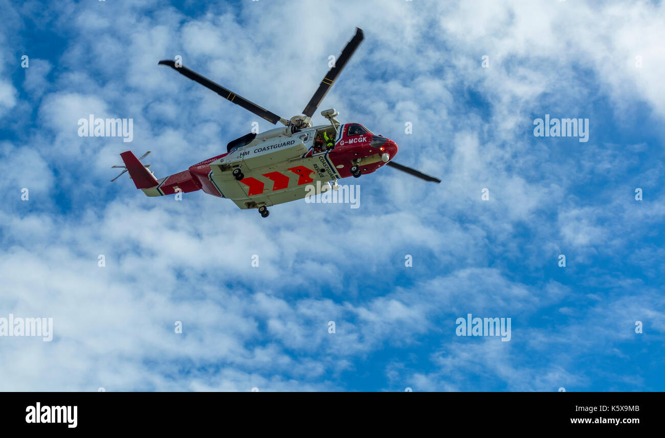 Air and Sea Rescue helicopter at Moelfre Lifeboat Day 2017 event on ...