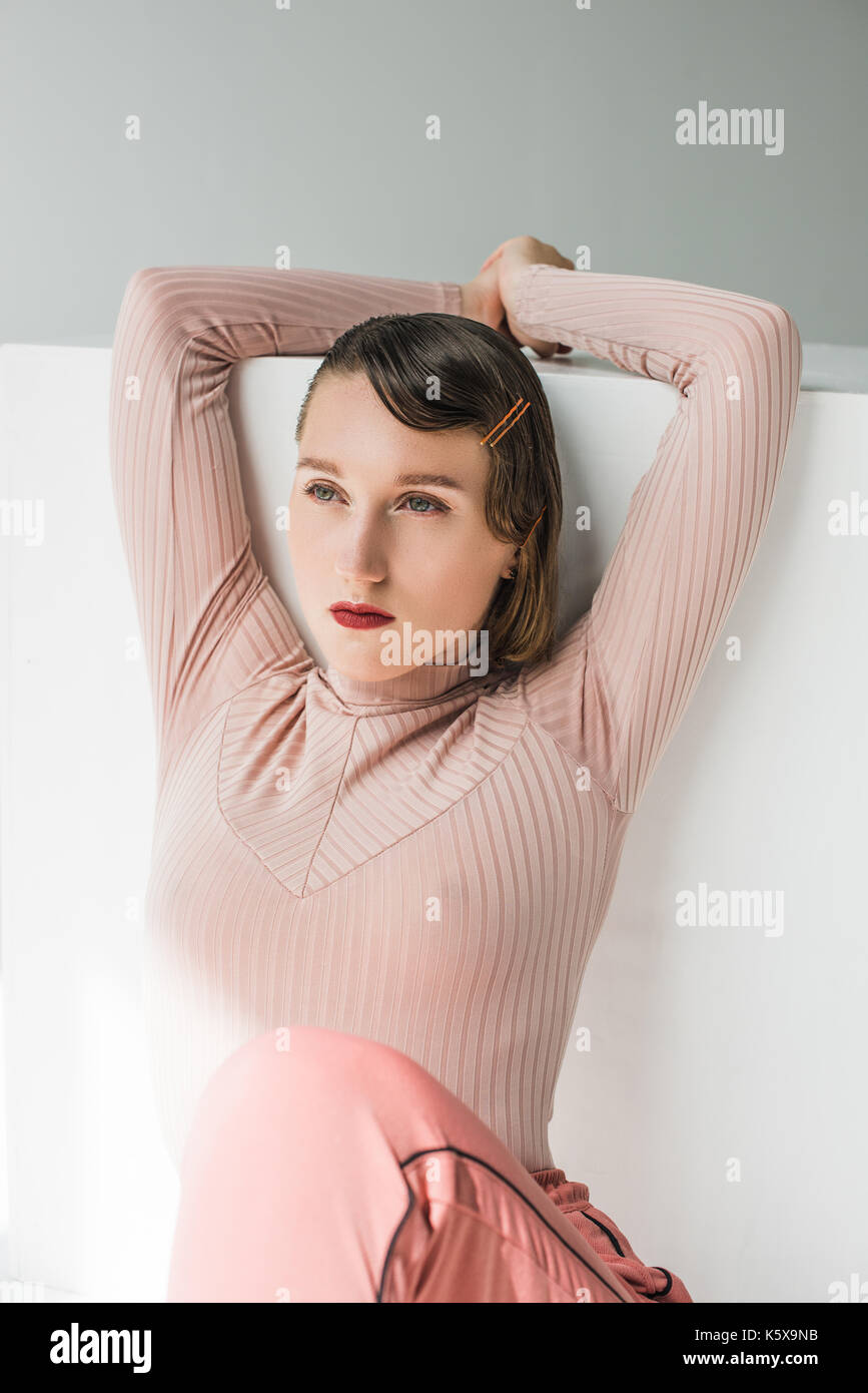 beautiful retro styled girl Stock Photo - Alamy