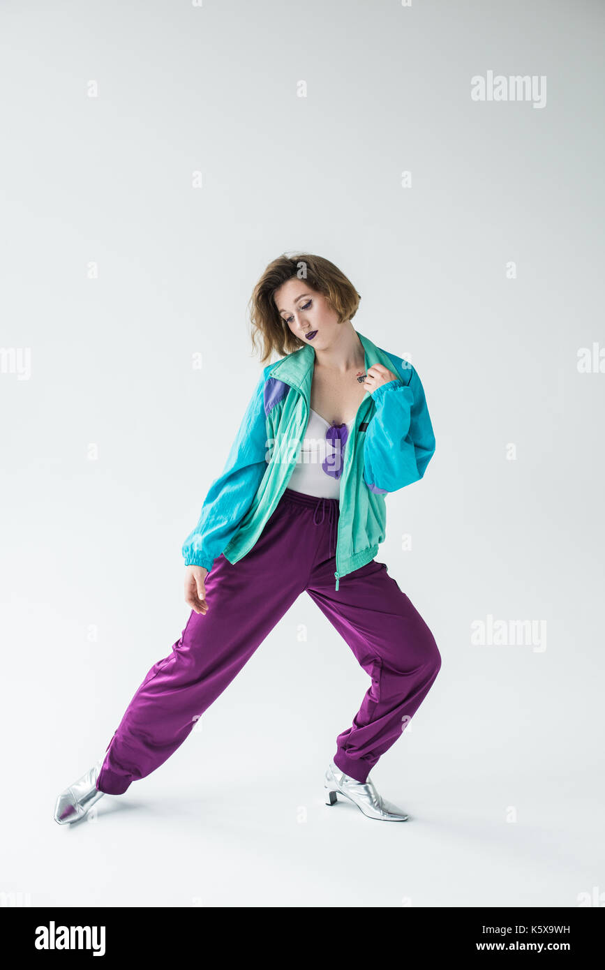 young girl in vintage windcheater suit Stock Photo - Alamy