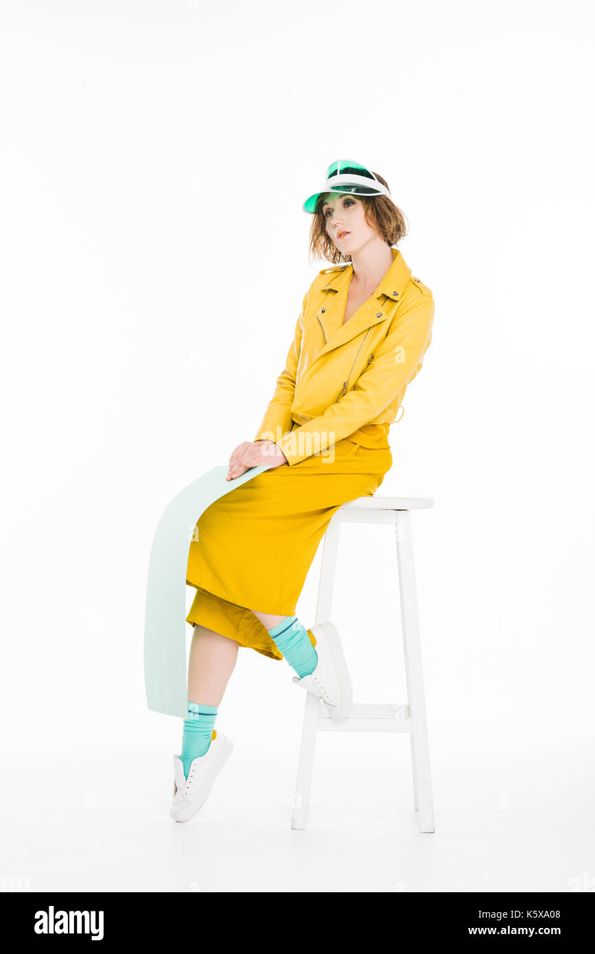 stylish girl in yellow clothes Stock Photo - Alamy