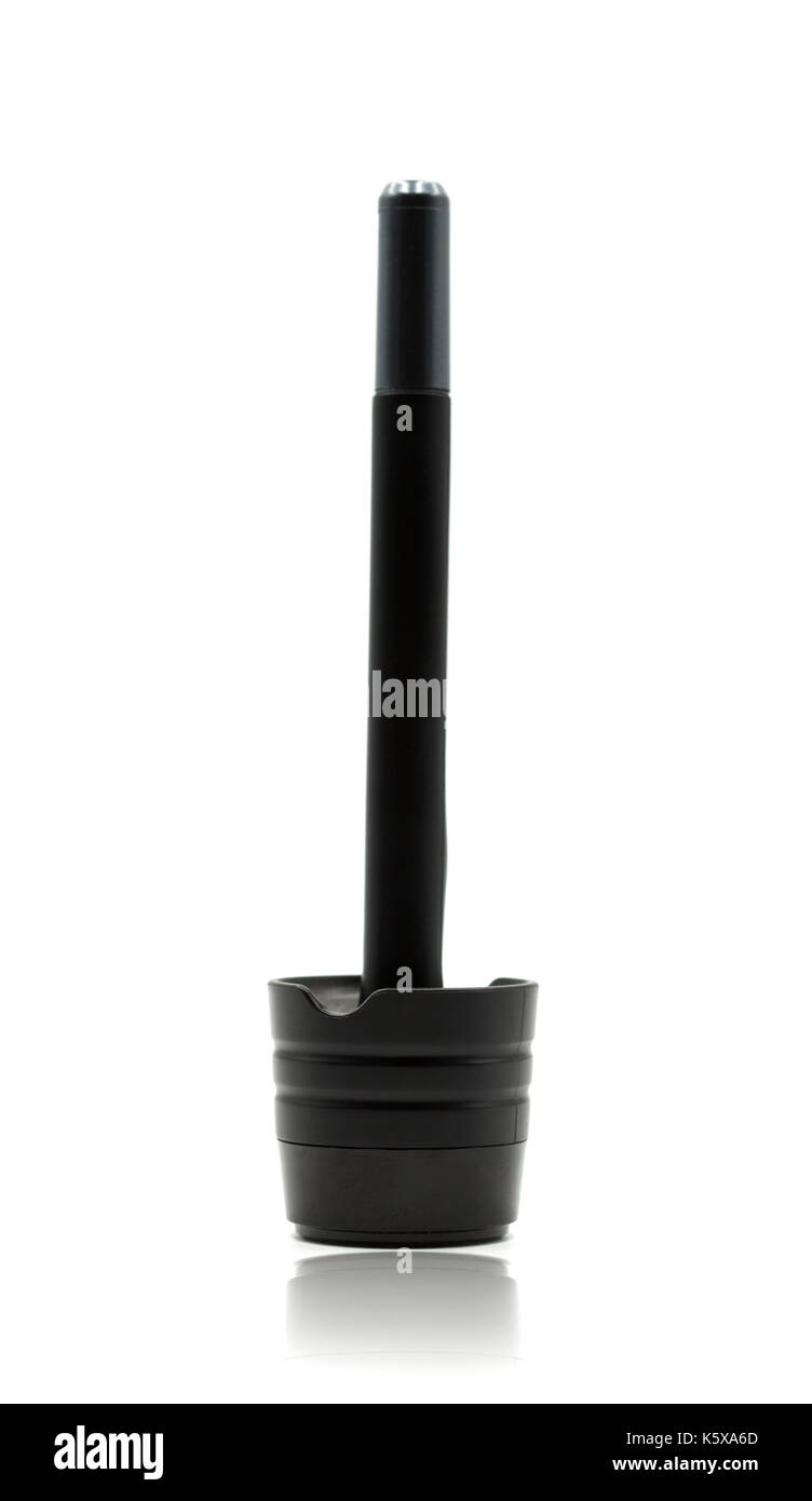 Black digital pen and stack holder isolated on white background Stock ...