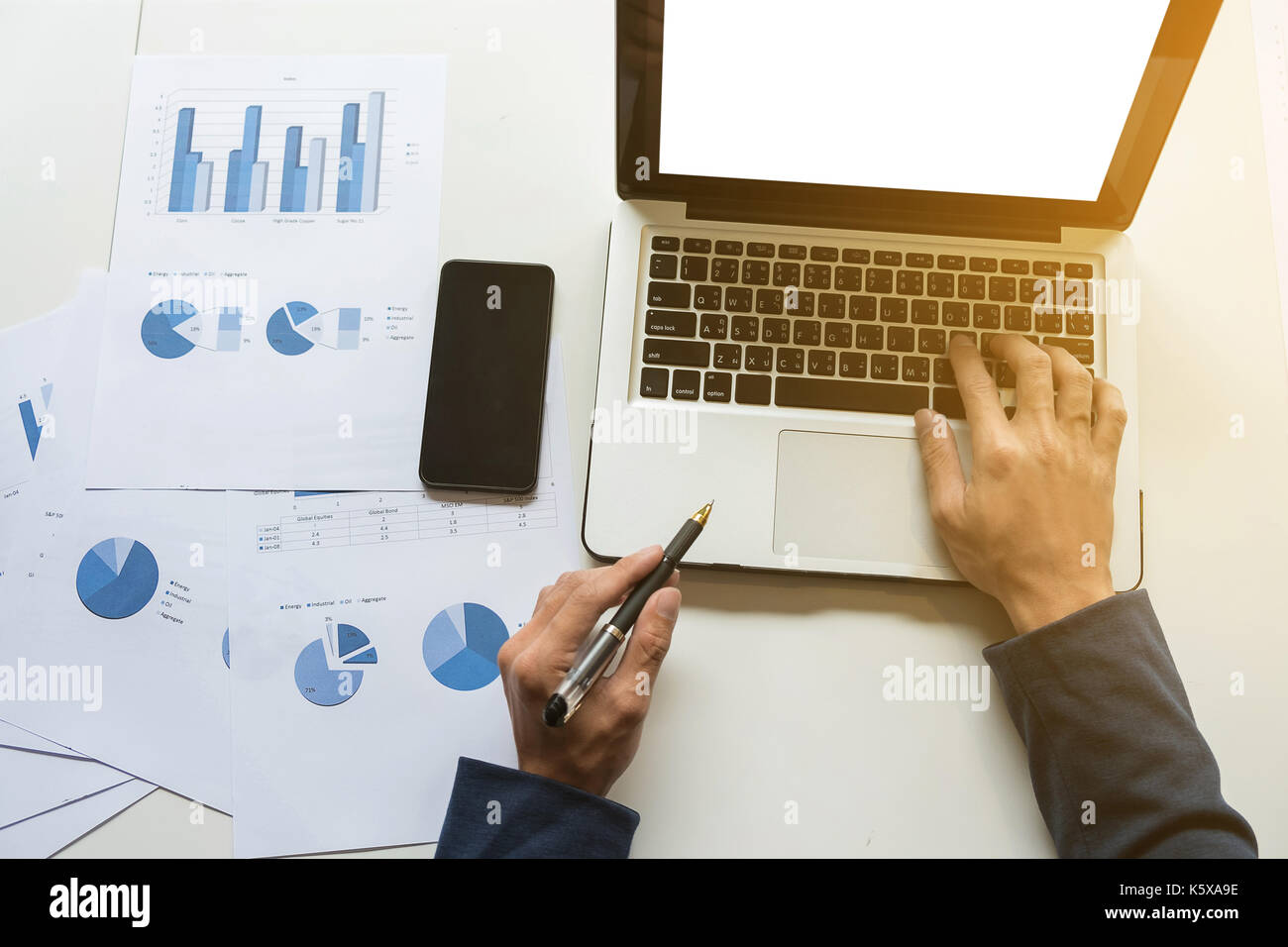 Image of businessman hands, Young business manager working at office ...