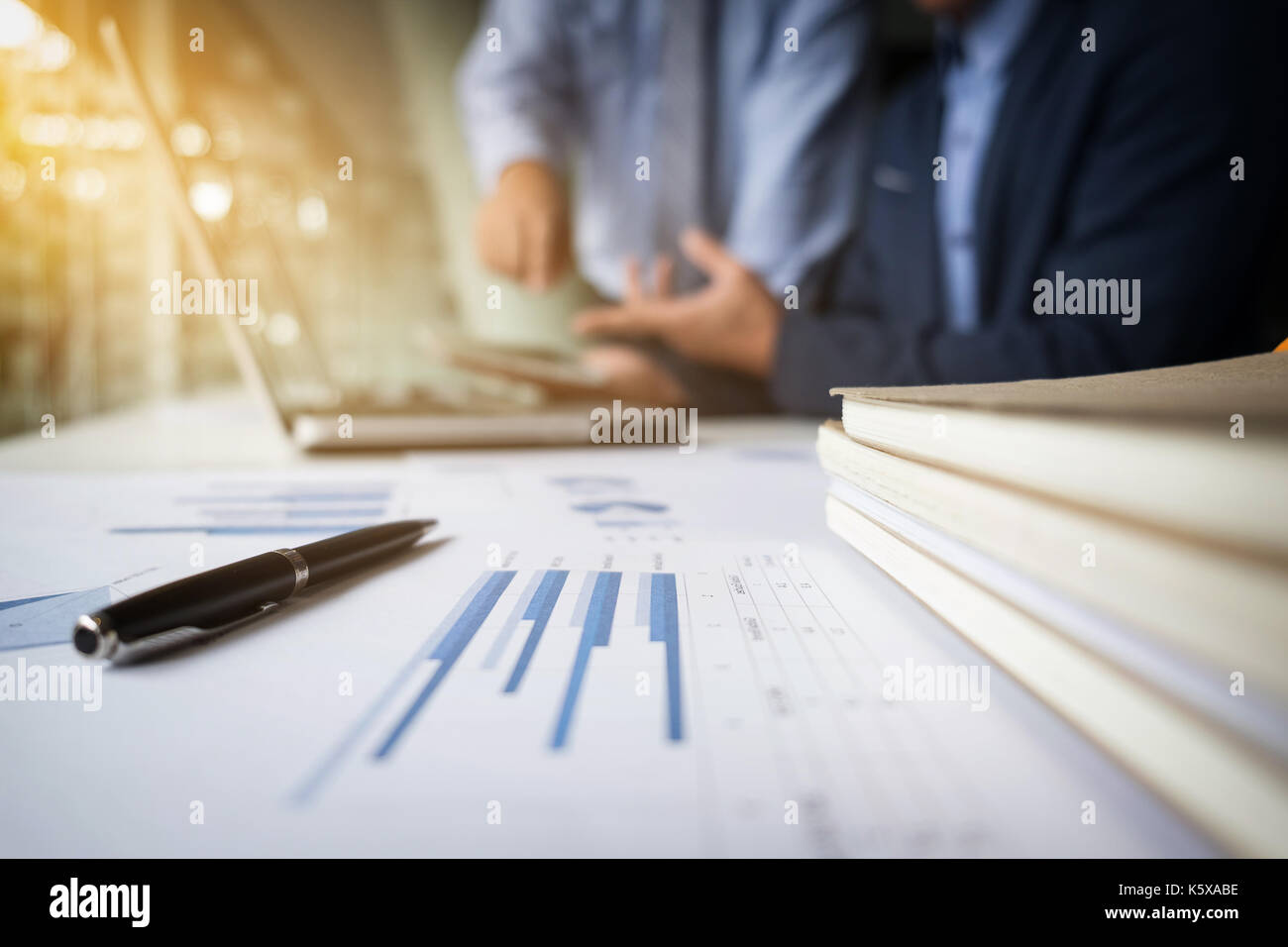 Teamwork process, Blur background, Young businessmen hands pointing at ...