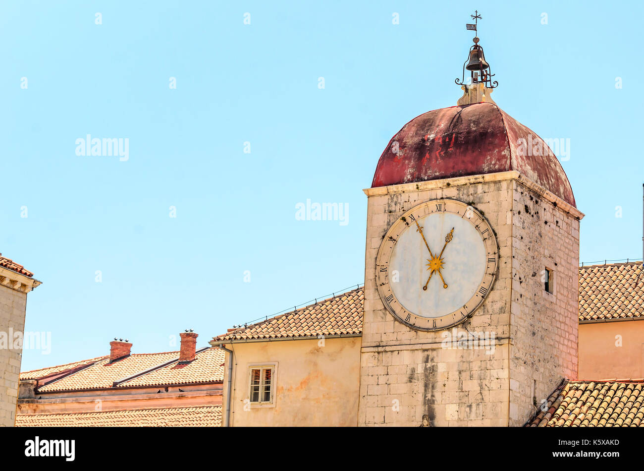 Clock on the ancient tower Stock Photo - Alamy