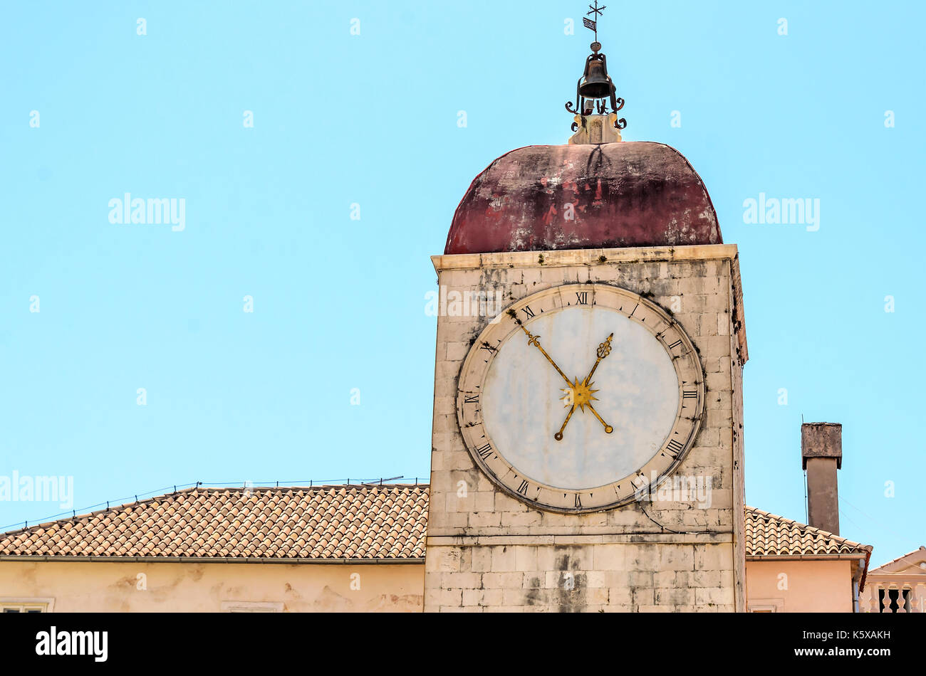 Clock on the ancient tower Stock Photo - Alamy