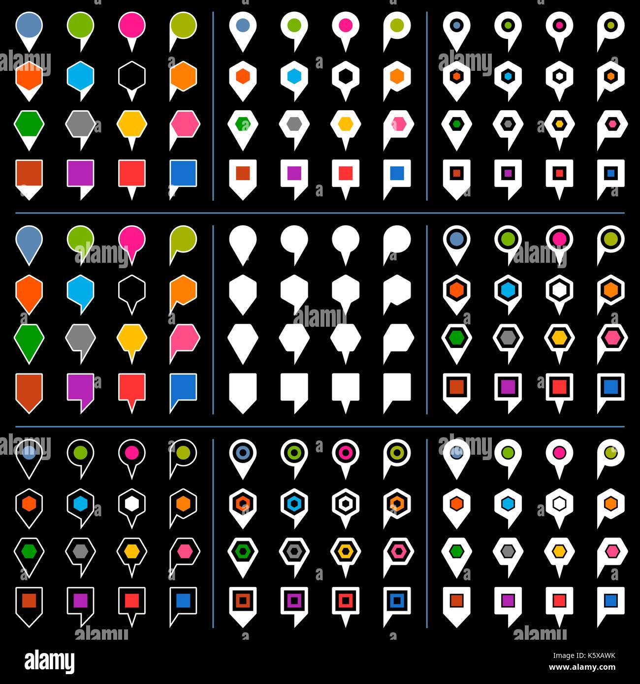 100 and 44 map pins sign location icon with gray shadow in flat style ...
