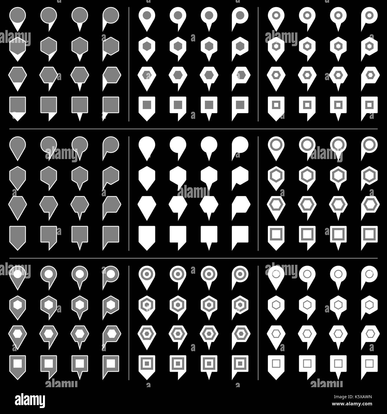 100 and 44 map pins sign location icon with gray shadow in flat style. Set 07 Simple white ...