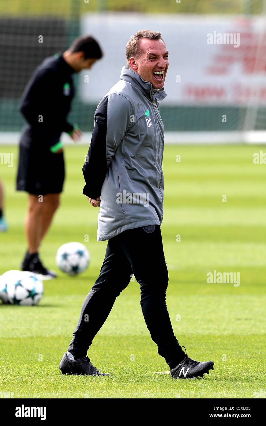 Celtic manager Brendan Rodgers during the training session at ...
