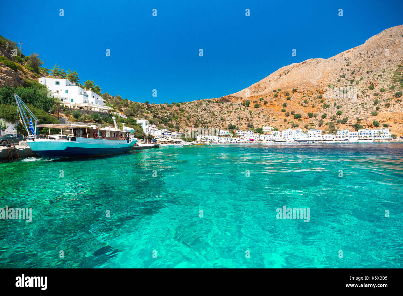 The small traditional village of Chora Sfakion, Sfakia, Chania, Crete ...