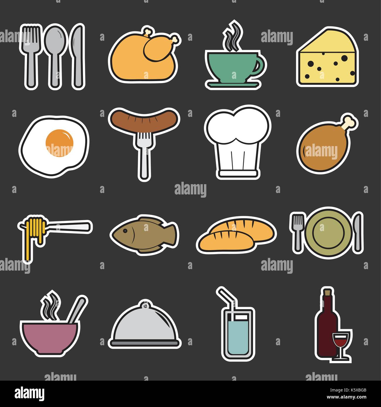 food icons set Stock Vector Image & Art - Alamy