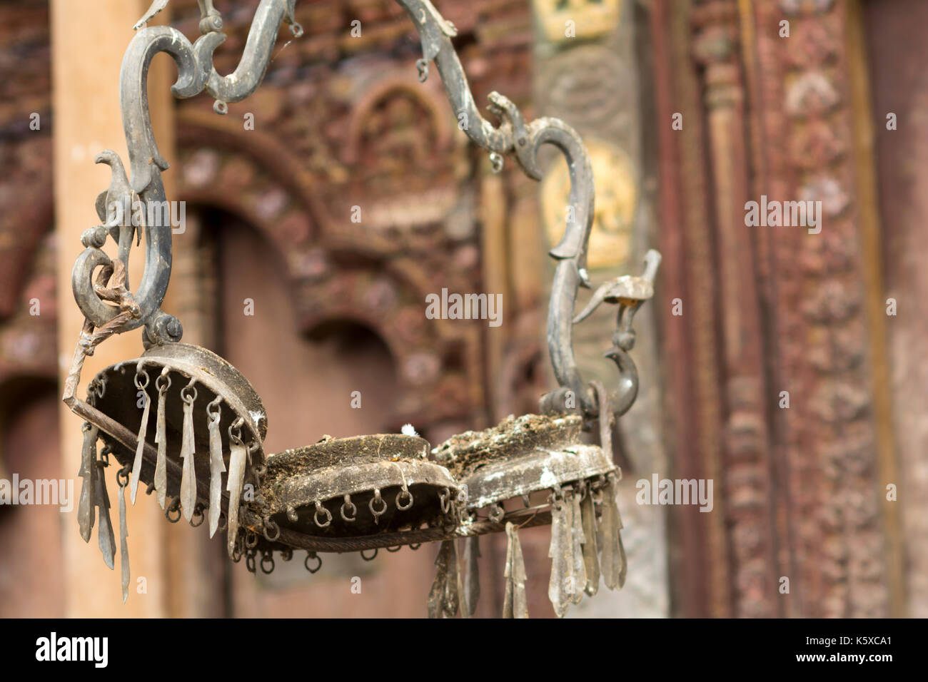 Hanging butter lamp stand in Changunarayan Tempple, Bhaktapur Stock ...