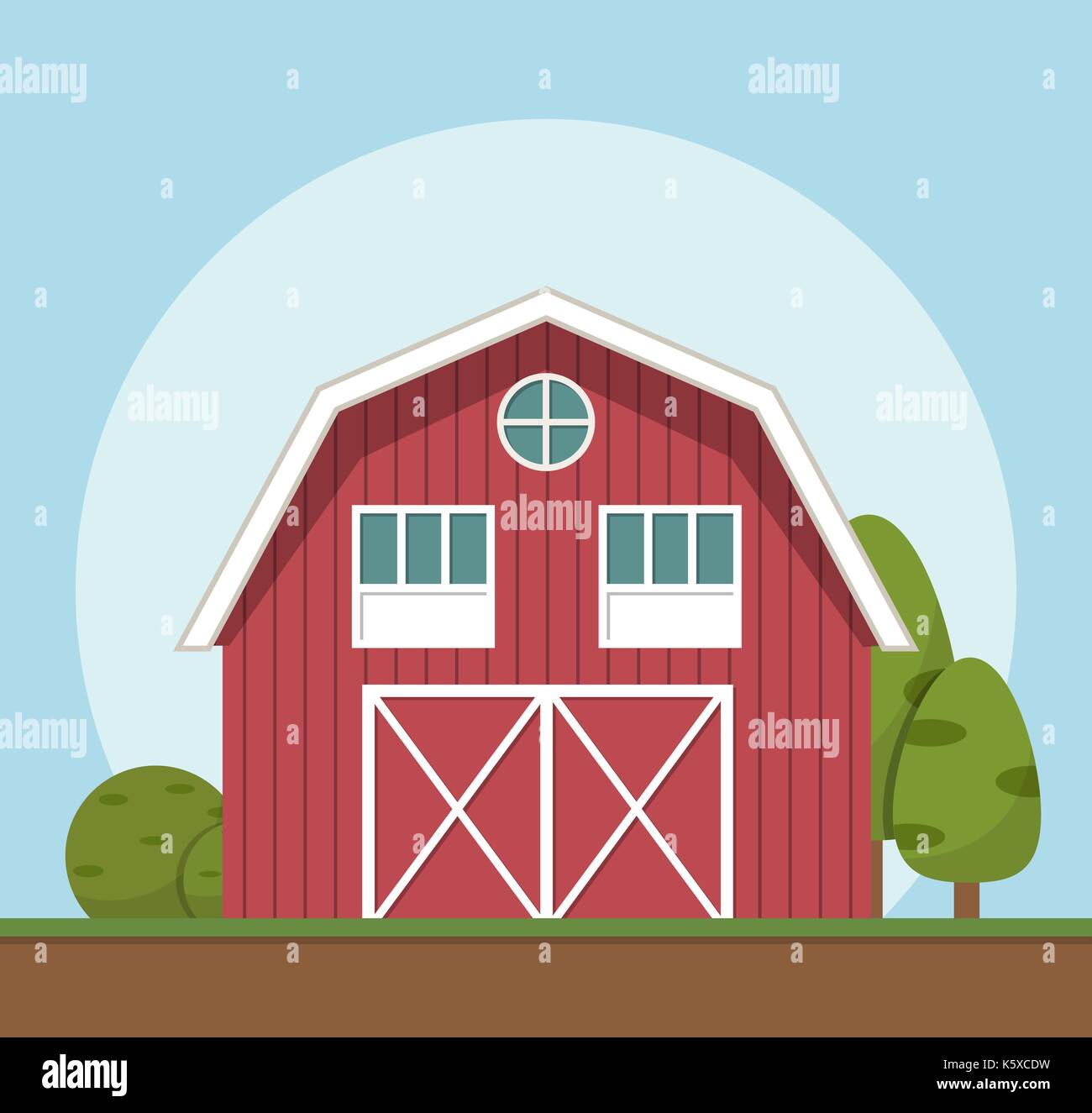 Red farm house,Vector illustration flat style Stock Vector Image & Art ...