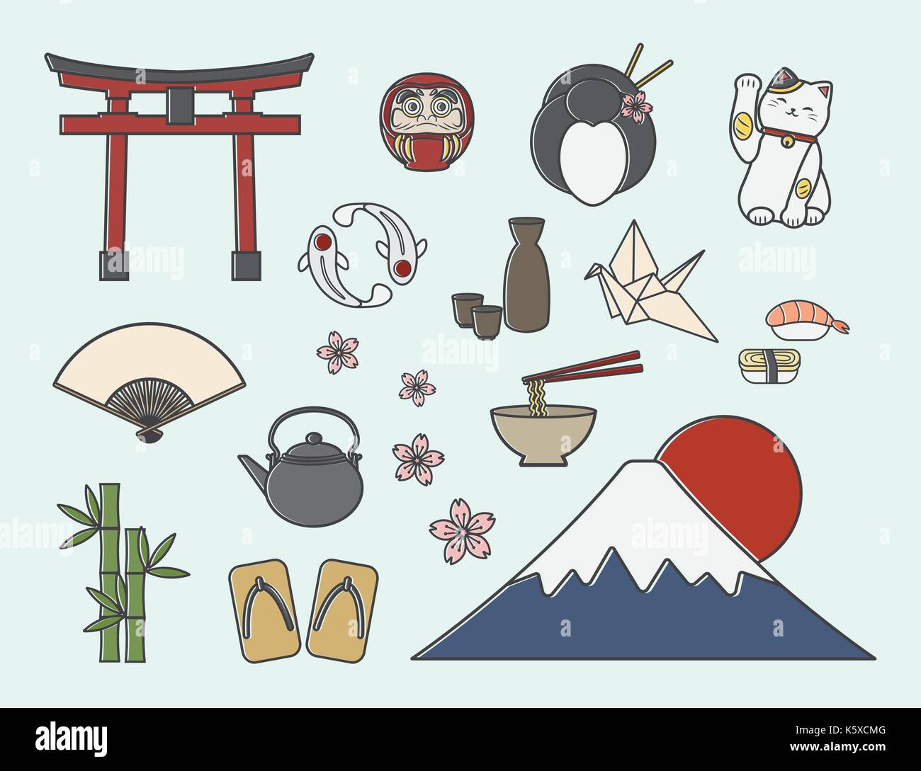 Set of Japanese symbols Stock Vector Image & Art - Alamy