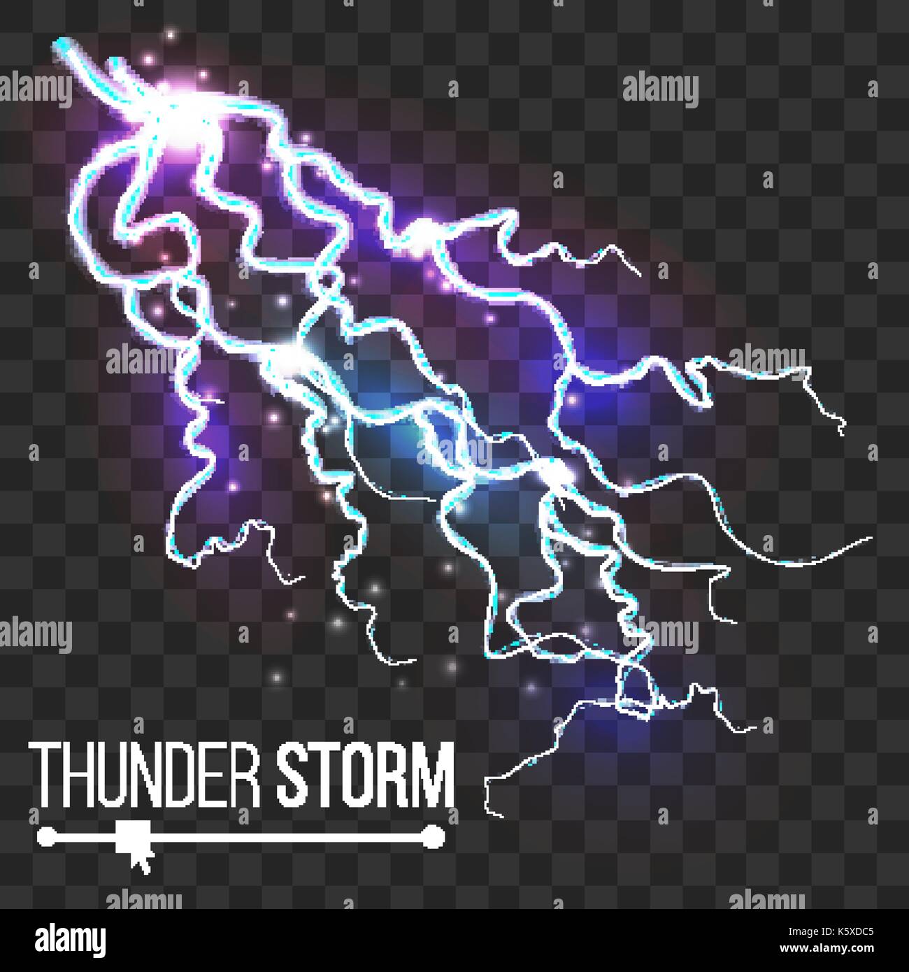 Thunder Storm Vector. Lightning Thunderbolt Isolated On Transparent Background. Electricity ...