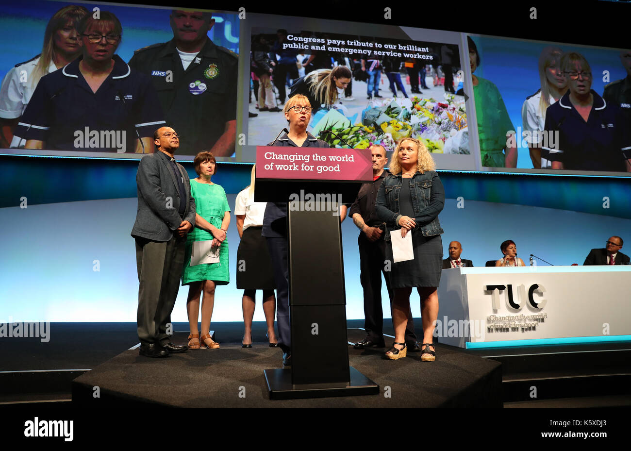 TUC General Secretary Frances O'Grady (second left) listens as senior ...