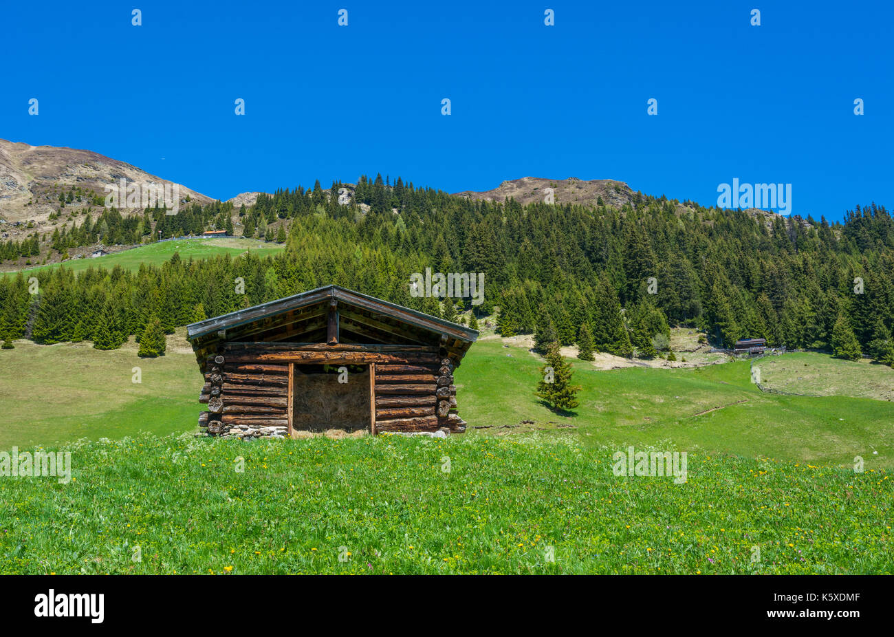 old barn in the mountains with panoramic view Stock Photo - Alamy