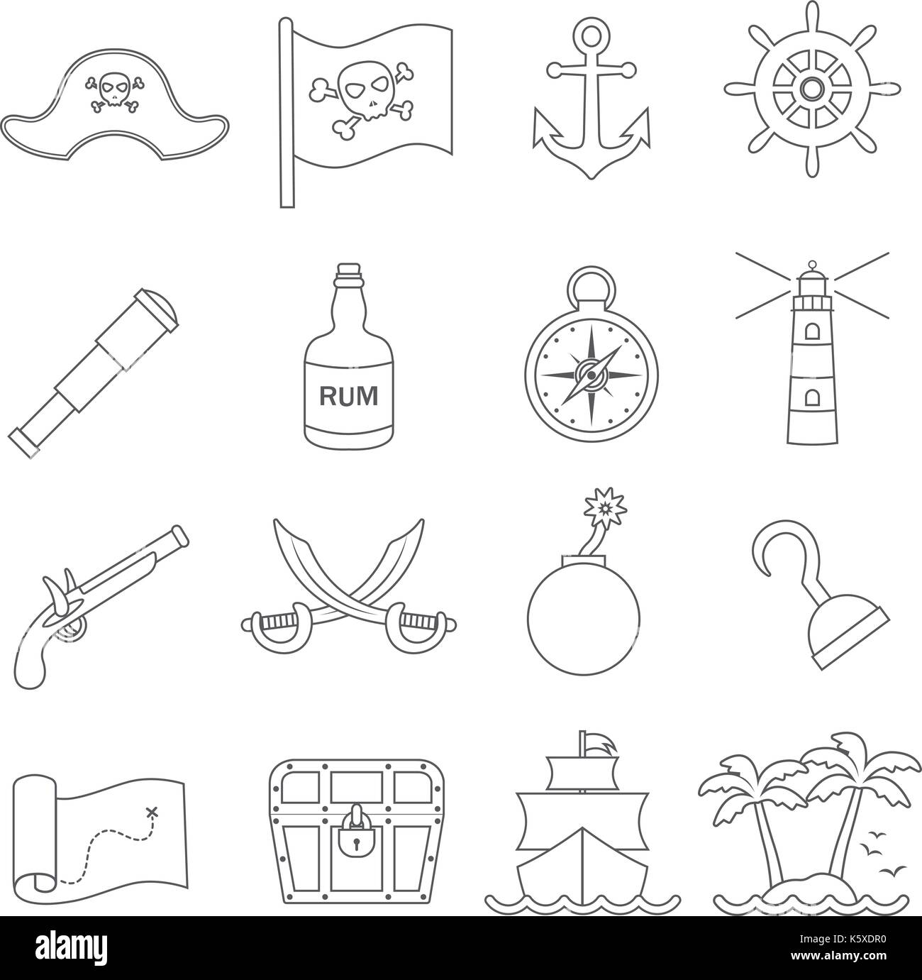 White pirate treasure map icon Black and White Stock Photos & Images ...
