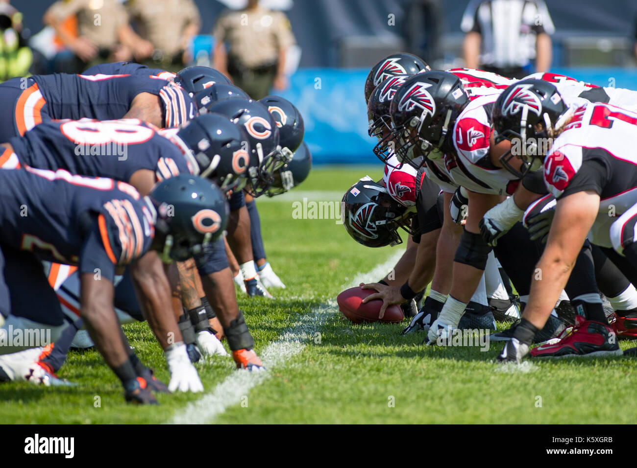Chicago, Illinois, USA. 10th Sep, 2017. - Chicago Bears defense line up ...
