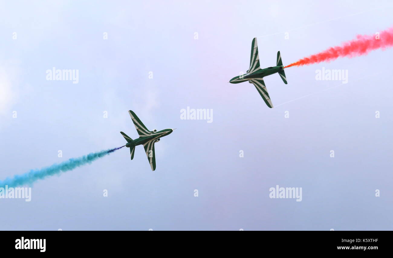 Leopoldburg, Belgium. 10th Sep, 2017. Aircrafts of Saudi Arabian Hawks ...