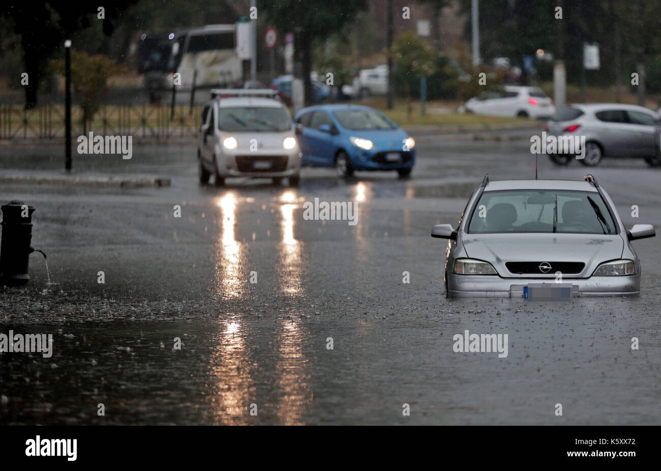 Rome, Italy. 10th Sep, 2017. Heavy rain has caused flooding across ...