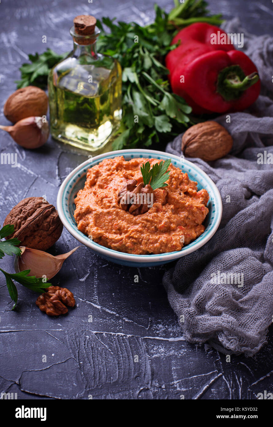 Arabic or Middle Eastern dip Muhammara Stock Photo - Alamy