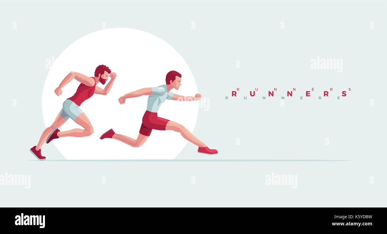 Vector illustration of running people. Easy editable global colors ...