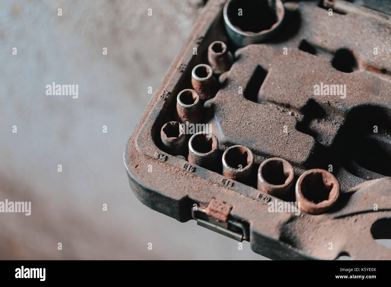 Set of old and rusty socket wrench Stock Photo - Alamy