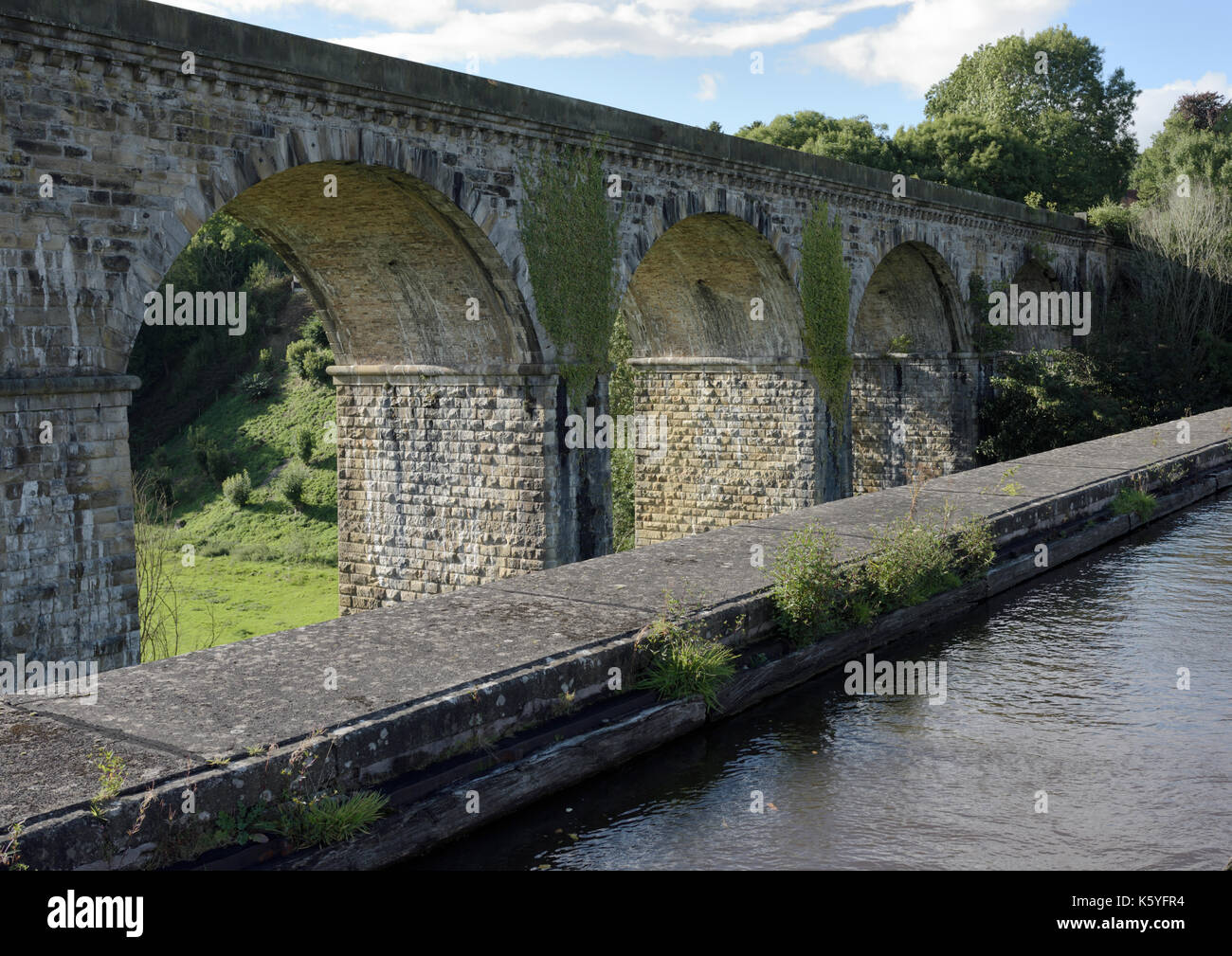 Chirk aqueduct with viaduct in the background in north wales uk Stock ...