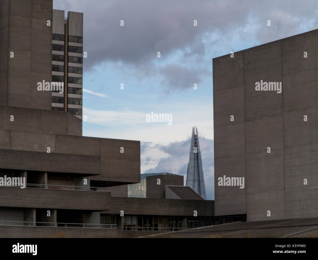 The Shard behind the brutalist architecture of the South Bank Stock ...
