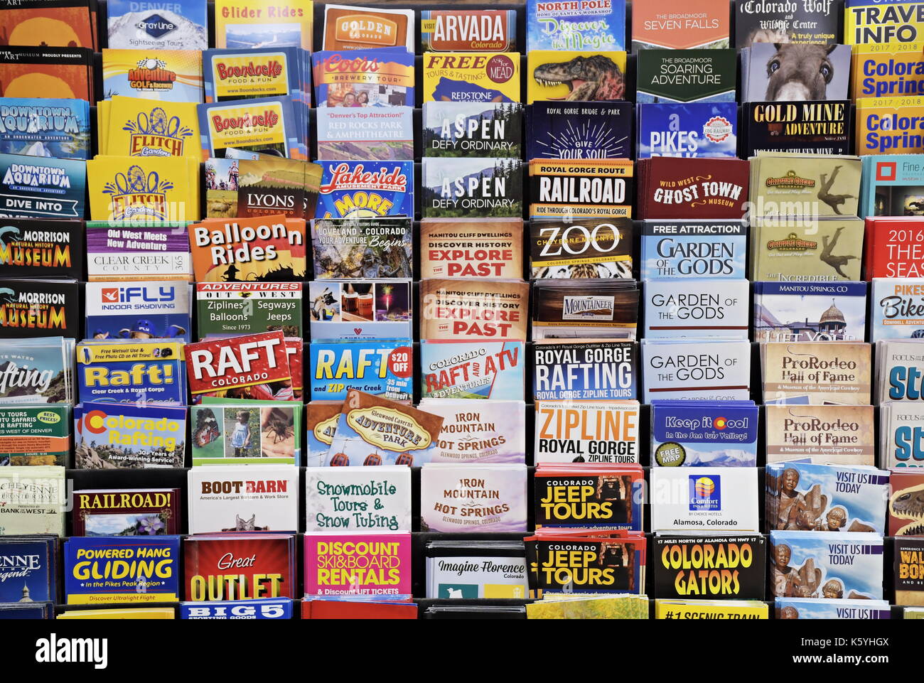 Colorful Colorado Tourist Brochures arranged on a rack Stock Photo - Alamy