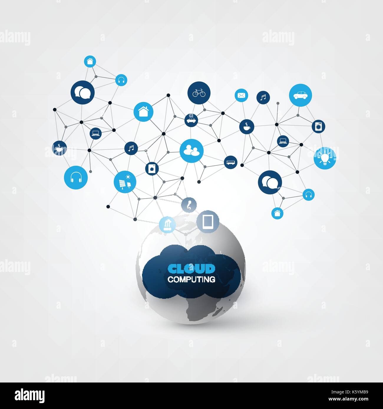 Cloud Computing Design Concept with Icons - Digital Network Connections, Technology Background ...