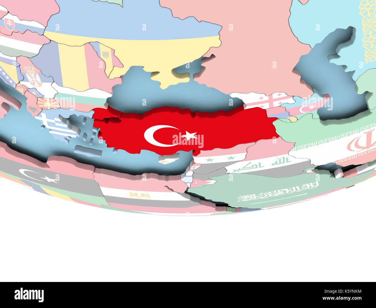 Turkey on globe with flag. 3D illustration Stock Photo - Alamy