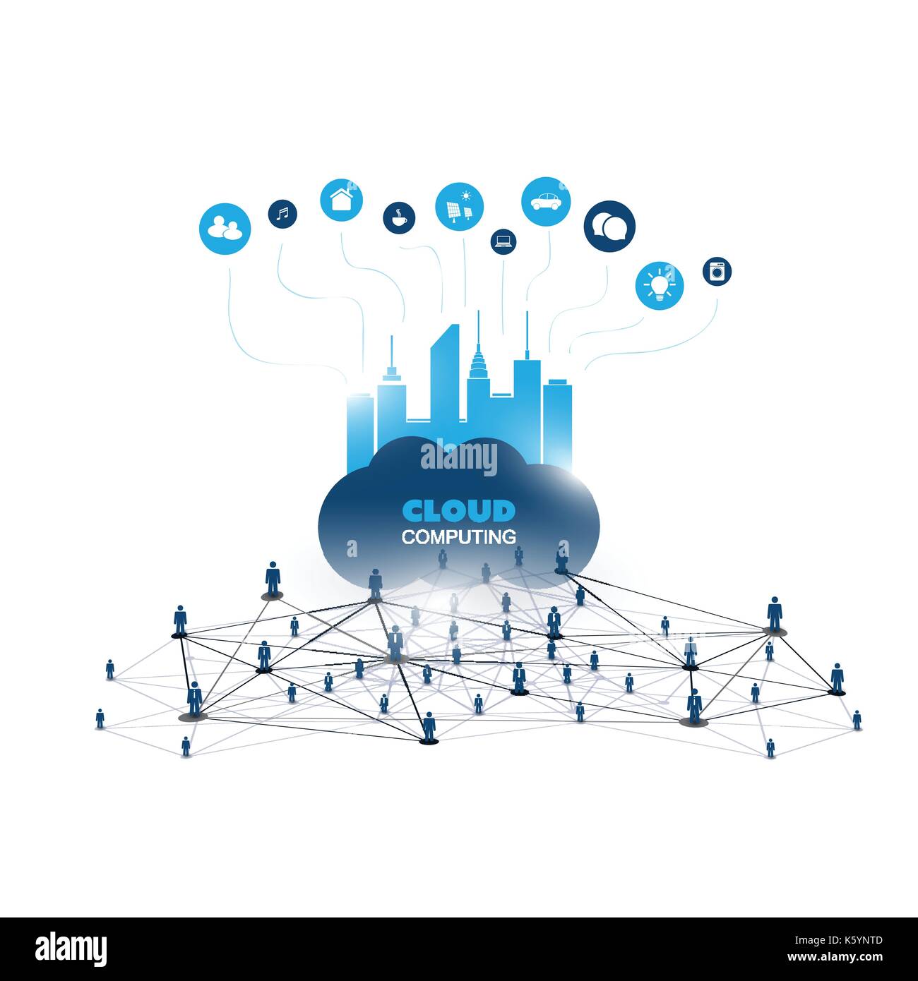Cloud Computing Design Concept with Icons and Network Mesh - Digital ...