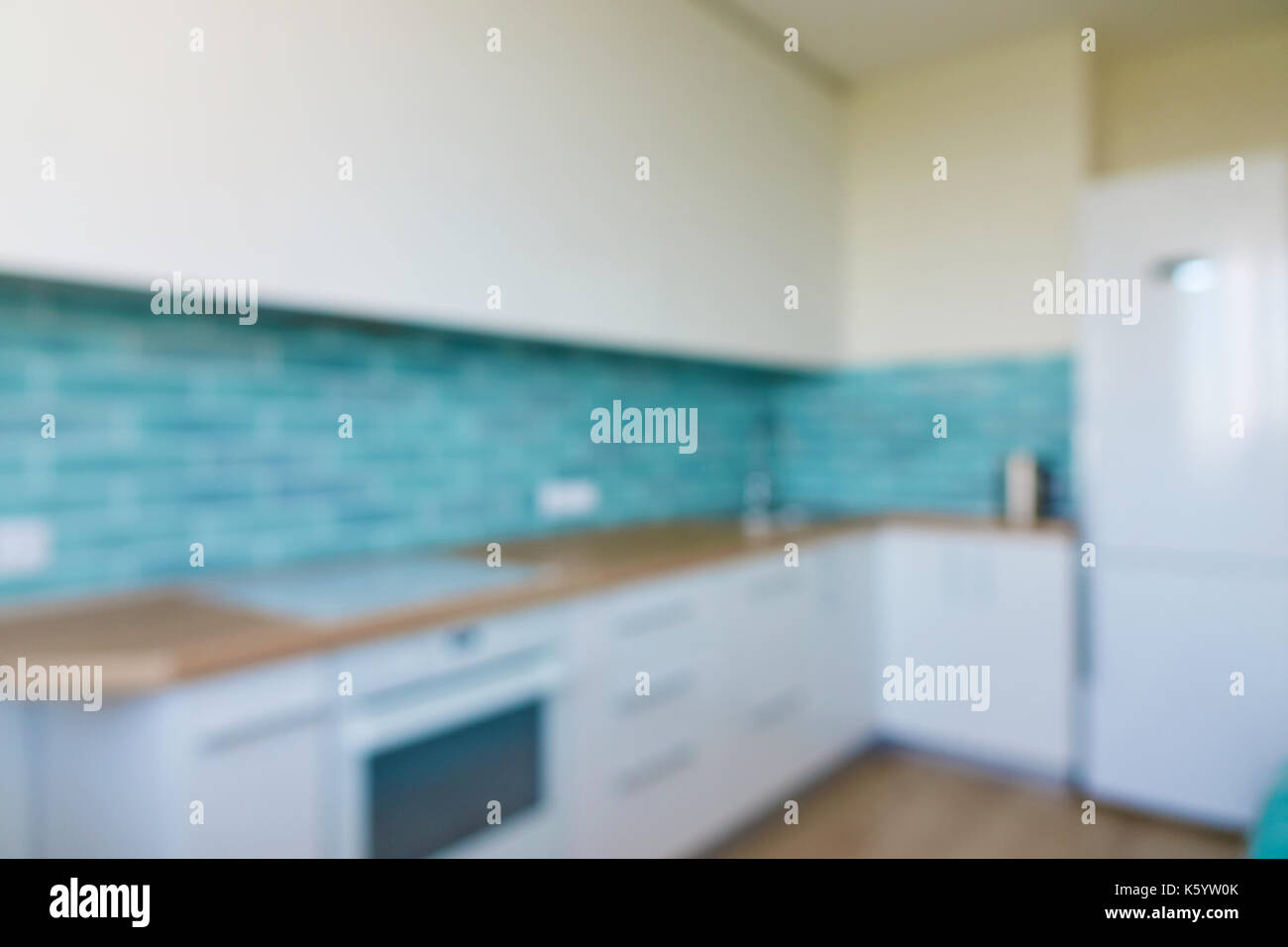 Blurred interior background kitchen in house Stock Photo - Alamy
