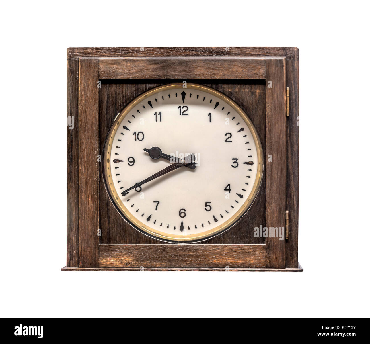 Old wooden clock isolated on white background Stock Photo - Alamy