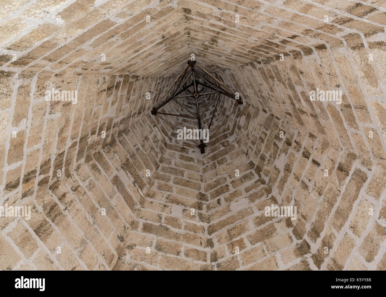 The construction of the building's spire dome from the inside Stock ...
