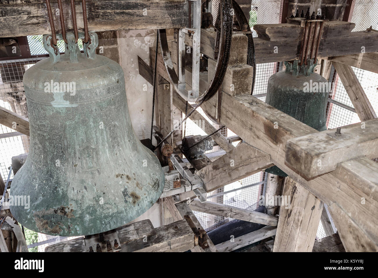 Old bells in the bell tower Stock Photo - Alamy