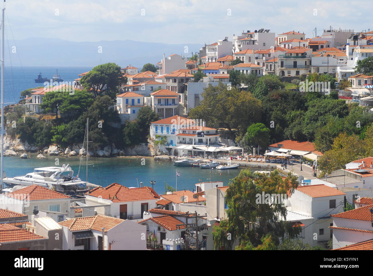 Skiathos town on Skiathos Island, Greece. Beautiful view of the old ...