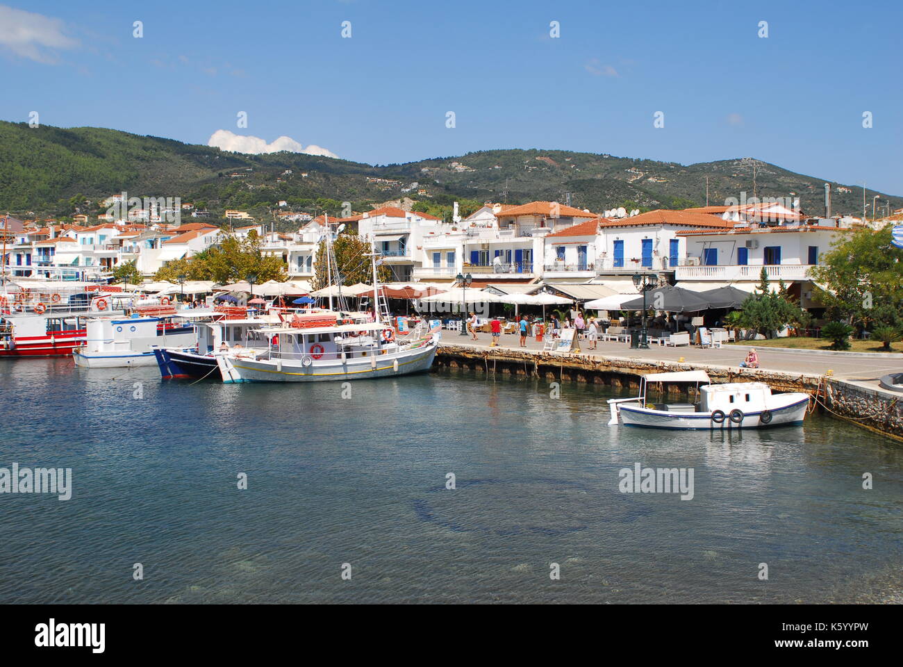 Skiathos town on Skiathos Island, Greece. Beautiful view of the old ...