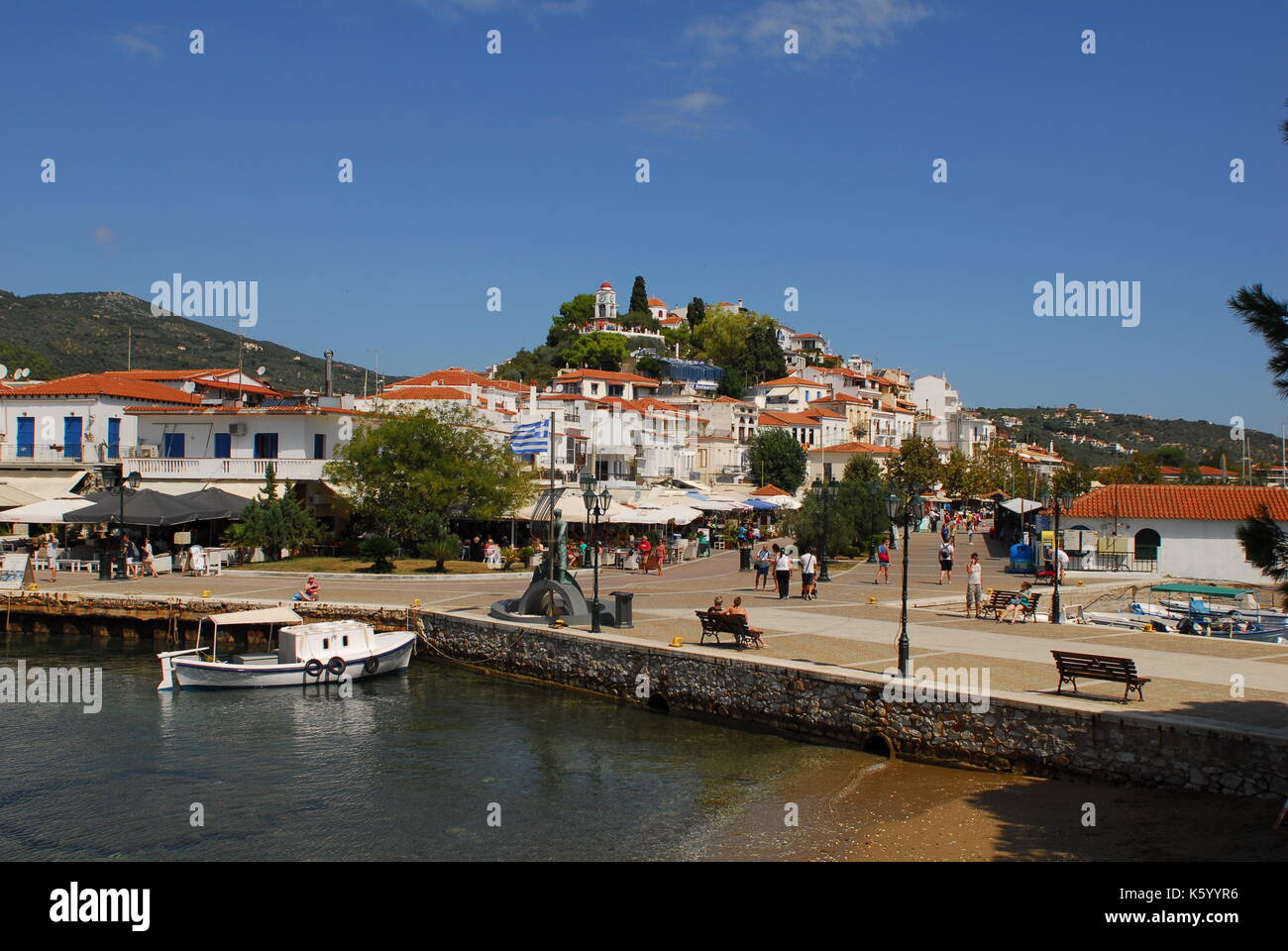 Skiathos town on Skiathos Island, Greece. Beautiful view of the old ...
